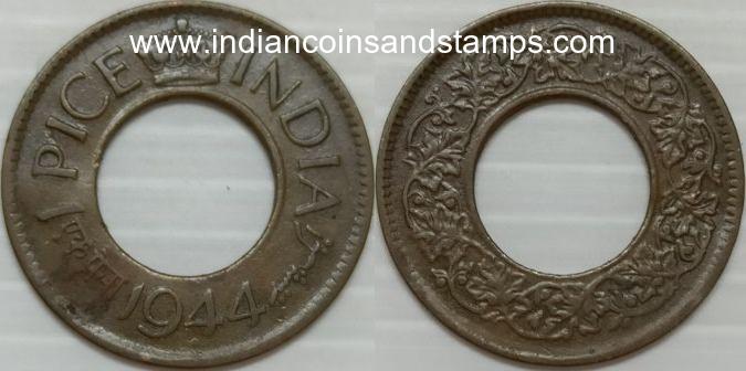 1 Pice 1944 Mumbai High Crown Large Dot Copper - Indian Coins and Stamps
