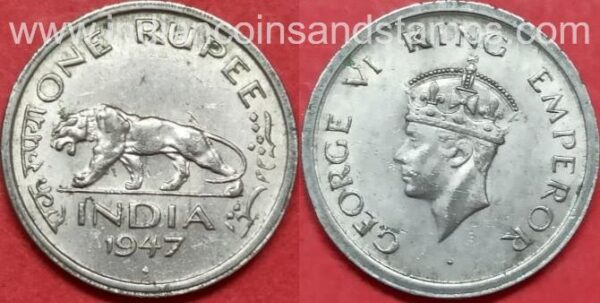 One Rupee 1947 Mumbai Nickel - Indian Coins and Stamps