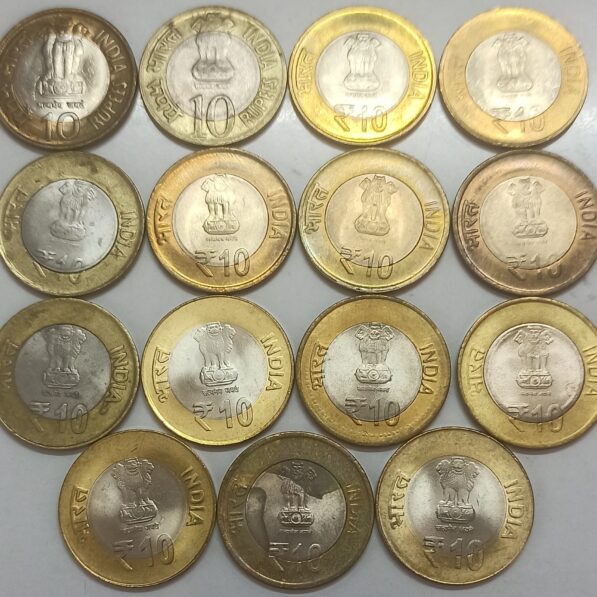 10 Rupees Bimetallic Commemorative Set of 15 Coins Nickel Bronze ...