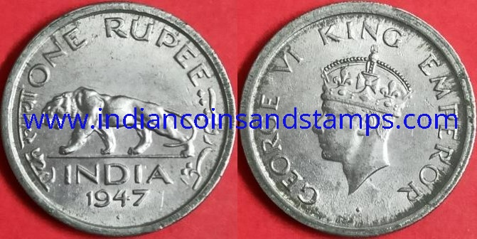 One Rupee 1947 Mumbai Nickel - Indian Coins and Stamps
