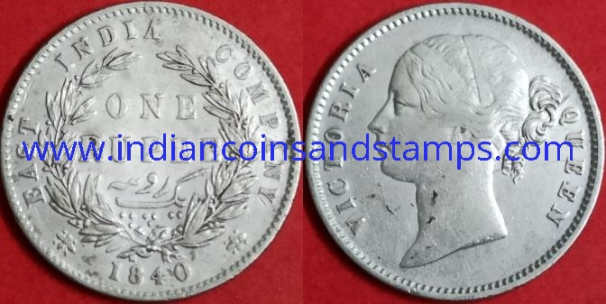One Rupee Queen Victoria 1840 Dividend Legend Silver - Indian Coins and ...